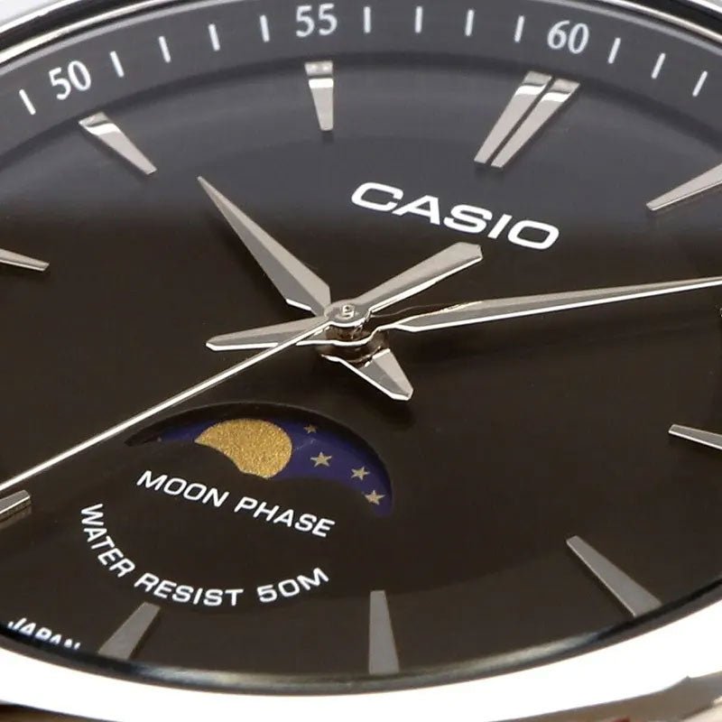 CASIO Analogue Moon Phase Standard Black Face Watch - CASIO - Mu Shop