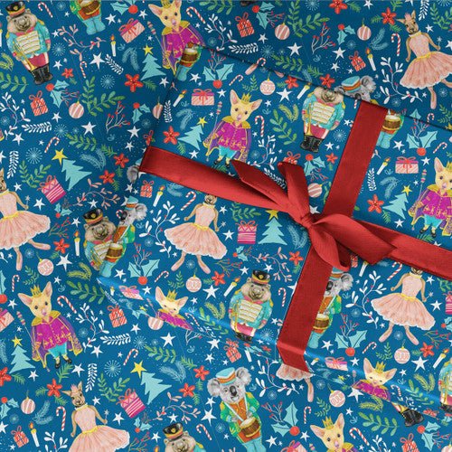 Wrapping Paper Koala and Kangaroo (Blue) – Mu Shop