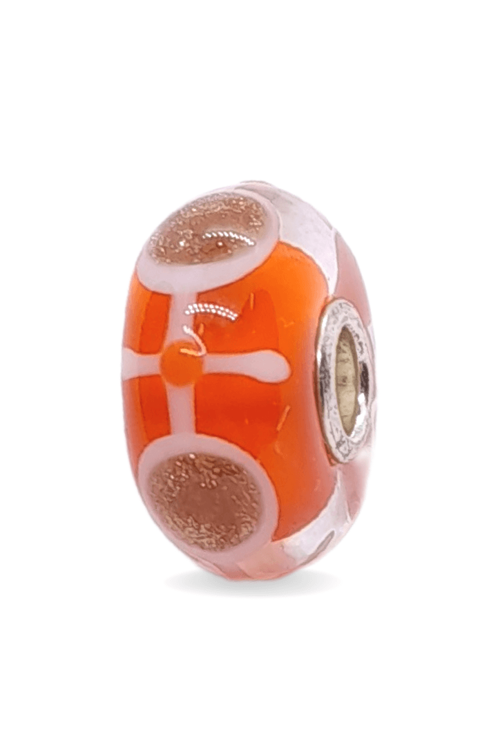 Orange Stickman Pattern Unique Bead #1297 - Trollbeads - Mu Shop
